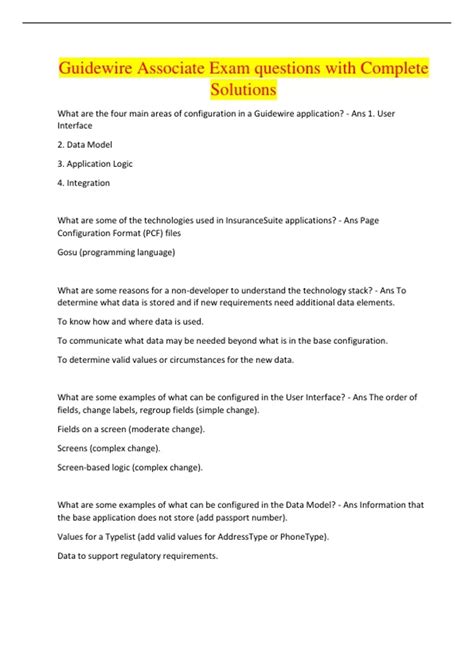 Guidewire Associate Exam Questions With Complete Solutions Wire Associate Stuvia Us