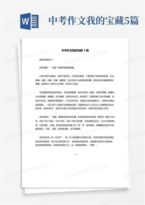 中考作文我的宝藏5篇Word模板下载 编号qapwyvpb 熊猫办公