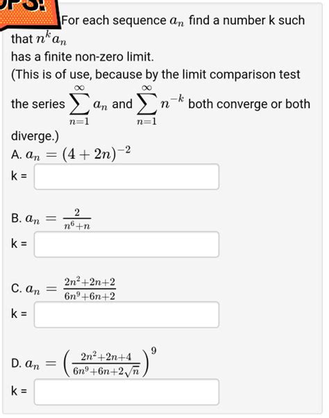 Answered For Each Sequence A Find A Number K Bartleby