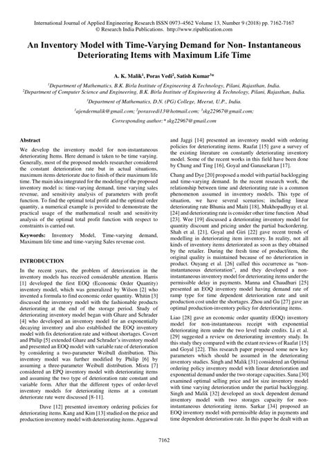 Pdf An Inventory Model With Time Varying Demand For Non Instantaneous Deteriorating Items