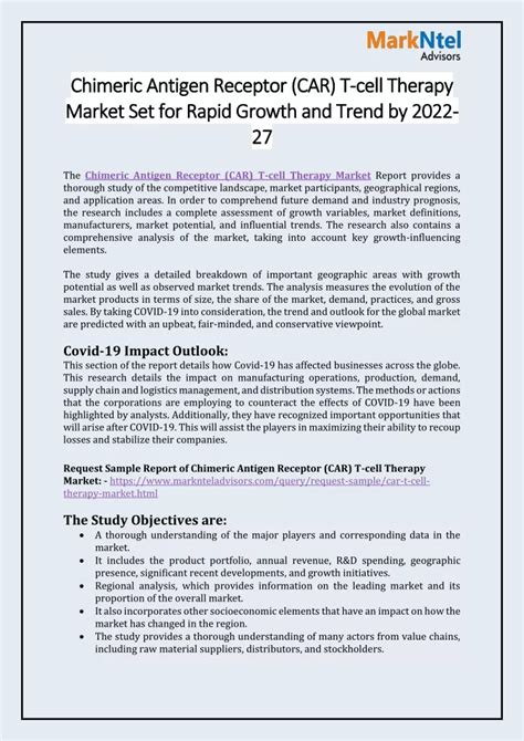 Ppt Chimeric Antigen Receptor Car T Cell Therapy Market Set For Rapid Growth And Trend By