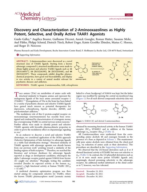 Pdf Discovery And Characterisation Of 2 Aminooxazolines As Highly