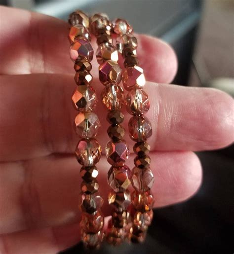 Pink Memory Wire Bracelet Iridescent Bracelet Shimmering Etsy