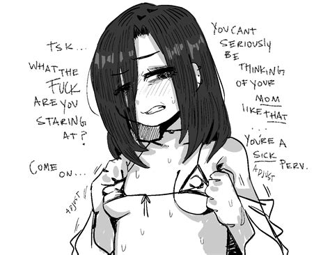 Rule 34 Bikini Top Black And White Blush Disgusted Hosttoasty Mother