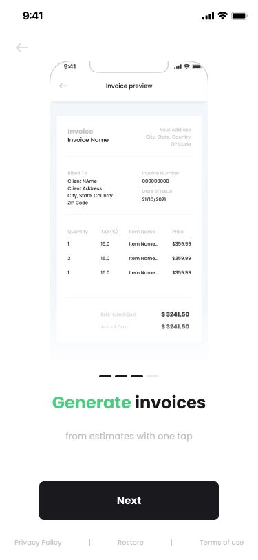 Invoice Maker And Estimate Ios Source Code Application Swift Template