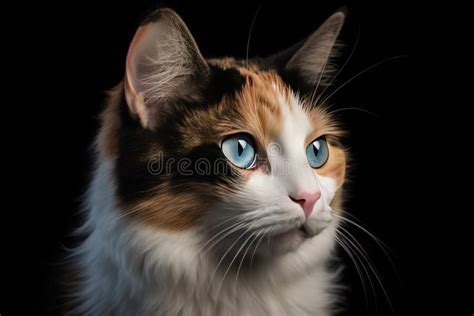 Generative Ai Portrait Of A Calico Cat Stock Illustration