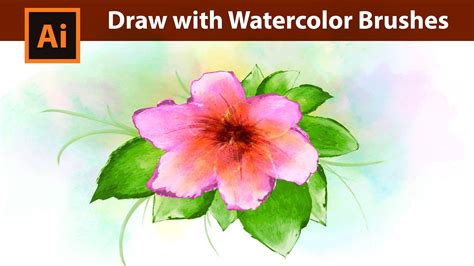 Adobe Illustrator Flowers Watercolor Drawing Tutorial Flower