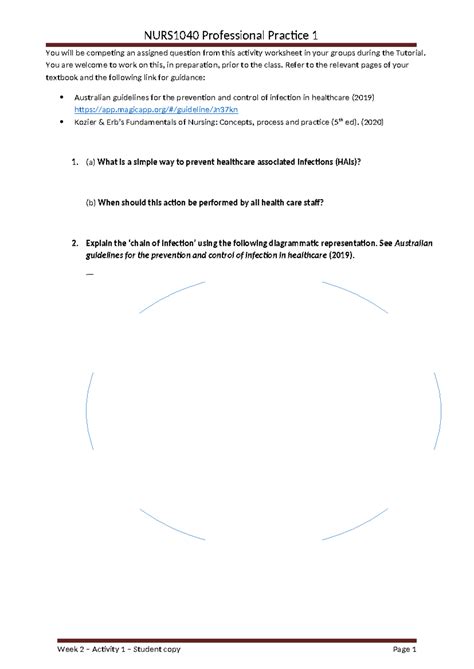 Nurs1040 Tutorial Week 2 In Tutorial Activity Sheet Nurs1040