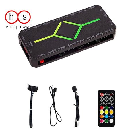 5v 3 pin argb controller cooling fan hub pwm fan hub pwm argb fan hub for argb computer pc case
