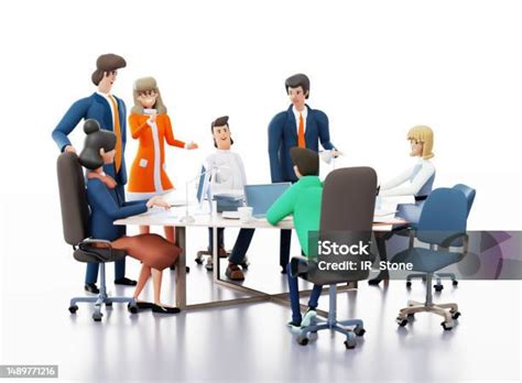 사무실에서 함께 일하고 프로젝트에서 협력하고 이야기하고 아이디어를 공유하는 성공적인 비즈니스 사람들 3d 렌더링 그림 It 지원에 대한 스톡 사진 및 기타 이미지 Istock