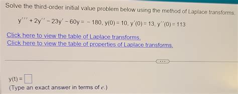 Solved Solve The Third Order Initial Value Problem Below