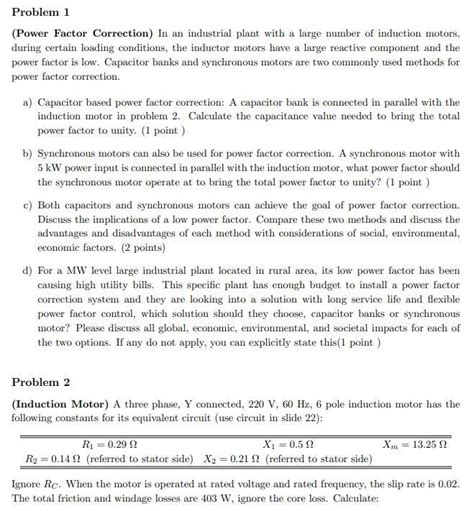 Solved Problem 1 Power Factor Correction In An Industrial