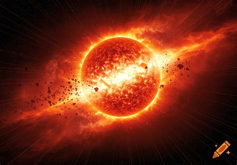 A Star Exploding With Fiery Flares And Debris On Craiyon