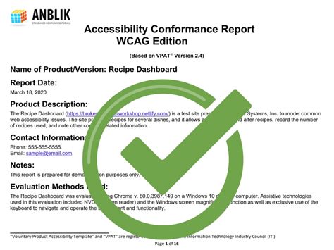 Accessibility Conformance Report Acr Using Vpat Template Upwork
