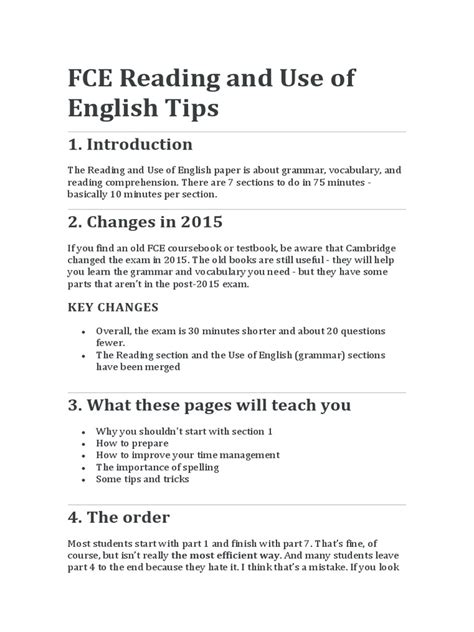 Fce Reading And Use Of English Tips Download Free Pdf Question Adverb