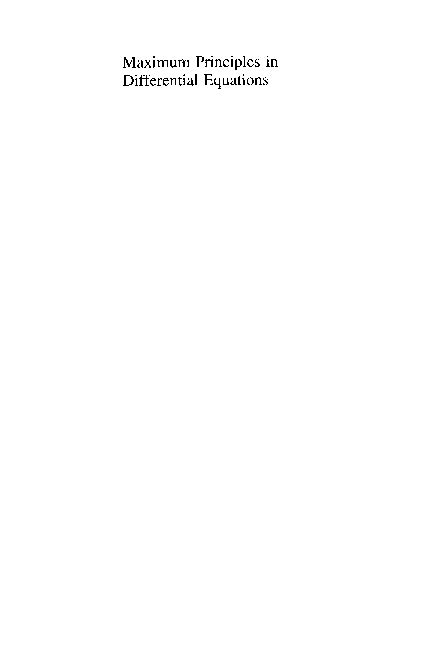 Pdf Maximum Principles In Differential Equations