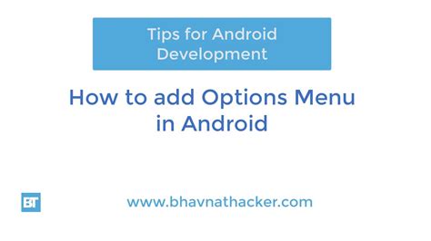 how to add options menu in android android development tutorial youtube