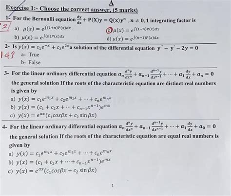 Solved Exercise 1 Choose The Correct Answer 5 Marks 1