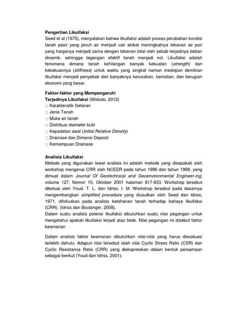 Analisis Likuifaksi Tanah Dengan Pendekatan Spt Dan Cpt Pdf