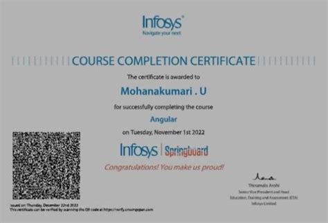 mohanakumari u on linkedin infosys springboard angular developer