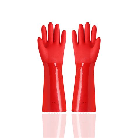 Cotton Lined Pvc Cleaning Household Gloves Factory China Cotton Lined