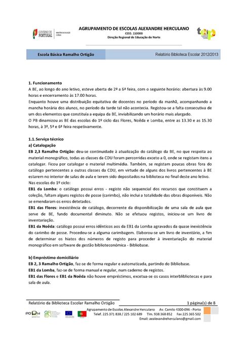 Exemplos De Relatório Escolar