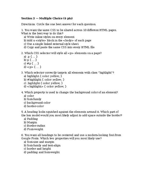 Web Foundations Unit 2 Quiz — Intro To Css Box Model And Text Styling
