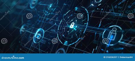 Advanced Internet Of Things Iot Security System Visualization In Blue Hues Stock Image Image