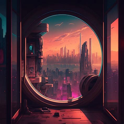 Futuristic Cyberpunk Window View Print Etsy