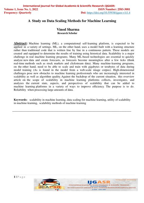 PDF A Study On Data Scaling Methods For Machine Learning