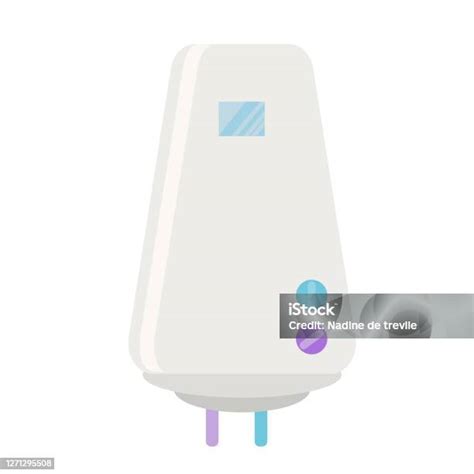 흰색 배경에 격리 된 온수기 전기 보일러 플랫 아이콘 에너지 및 현금 절감 스마트 시스템 장비 만화 스타일의 벡터 일러스트레이션 만화에 대한 스톡 벡터 아트 및 기타 이미지