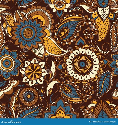 Oriental Seamless Pattern With Ethnic Buta Motifs And Persian Floral