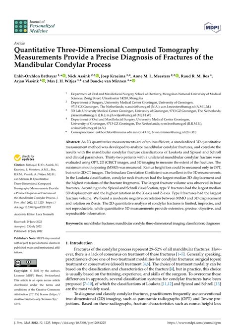 Pdf Quantitative Three Dimensional Computed Tomography Measurements