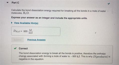 Solved Part A Calculate The Bond Dissociation Energy For The