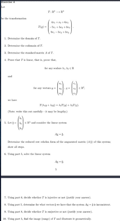 solved let t r 3 rightarrow r 3 be the transformation
