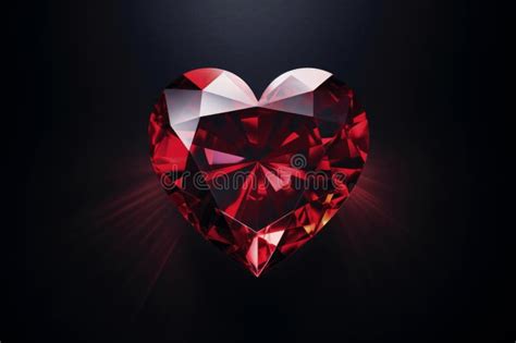 A Brilliant Ruby Red Gemstone Cut In A Perfect Heart Shape With Rays Of Light Love Concept