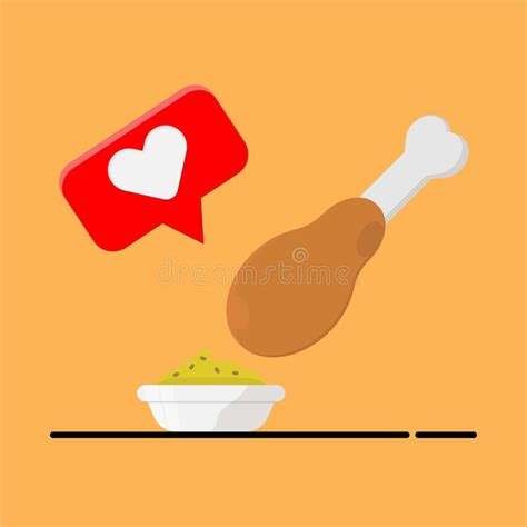 Chicken Thigh Meat And Sauce Vector Illustration Stock Vector