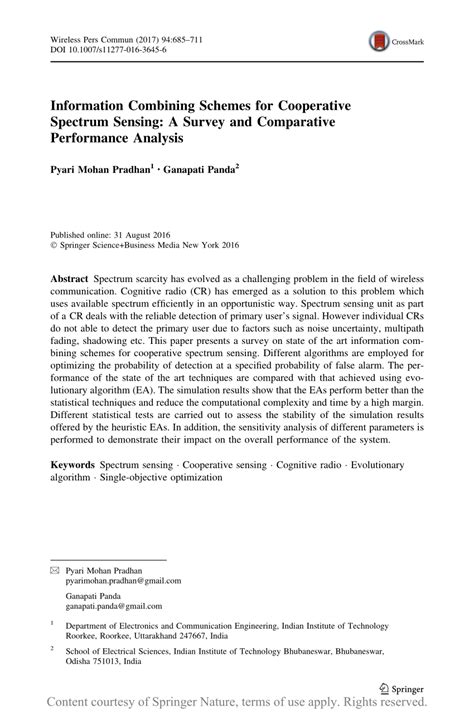 Information Combining Schemes For Cooperative Spectrum Sensing A Survey And Comparative