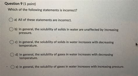 solved question 9 1 point which of the following