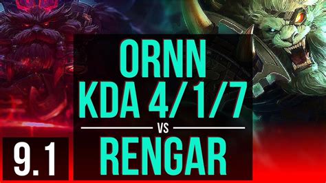 ORNN Vs RENGAR TOP KDA 4 1 7 BR Grandmaster V9 1 YouTube