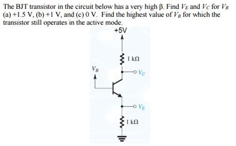 Solved The Bjt Transistor In The Circuit Below Has A Very
