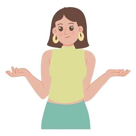 Premium Vector Portrait Of Woman With Short Hair Showing Dont Know Sign Hand Gesture Illustration