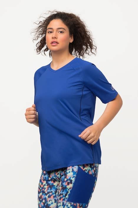 T Shirt Uv Schutz 50 V Ausschnitt Halbarm Royalblau Ulla Popken