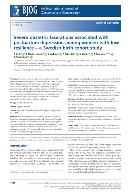 Pdf Severe Obstetric Lacerations Associated With Postpartum