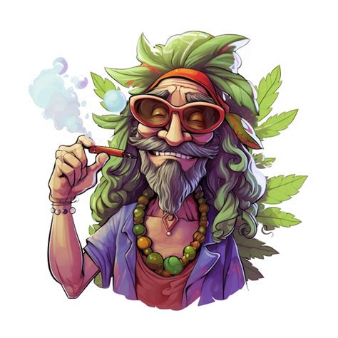 Premium Photo Cartoon Bearded Man With A Pipe Smoking A Cigarette