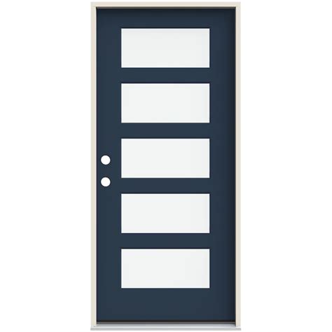 Jeld Wen In X In Fiberglass Full Lite Right Hand Inswing Revival Blue Painted Single Front