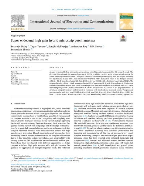 Pdf Super Wideband High Gain Hybrid Microstrip Patch Antenna