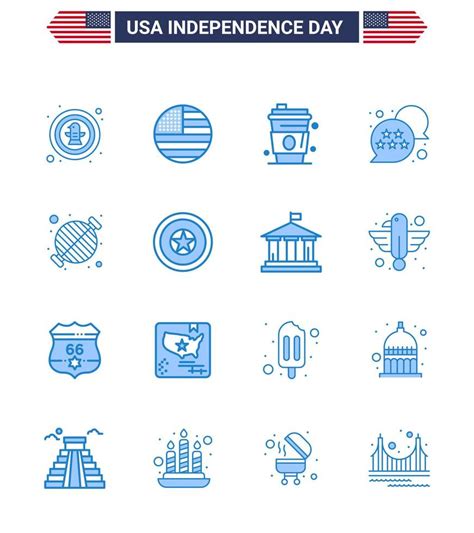 16 Signos Azules De Estados Unidos Celebración Del Día De La