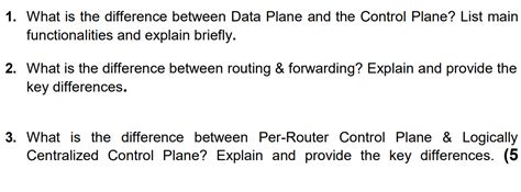 Solved 1 What Is The Difference Between Data Plane And The