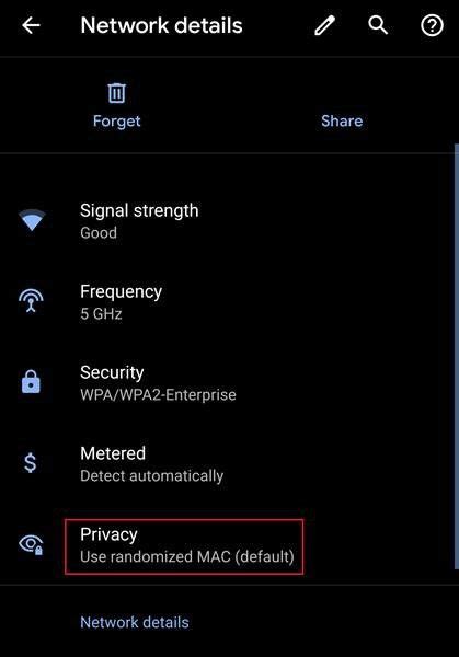 Android Q Randomized Mac Address System Default Wireless Access